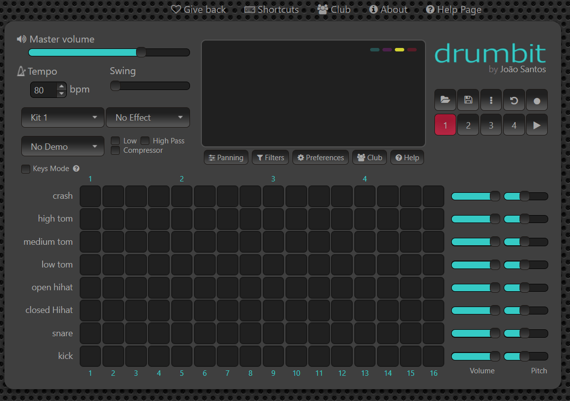 Drumbit app (Online Drum Machine) Example & Download Free